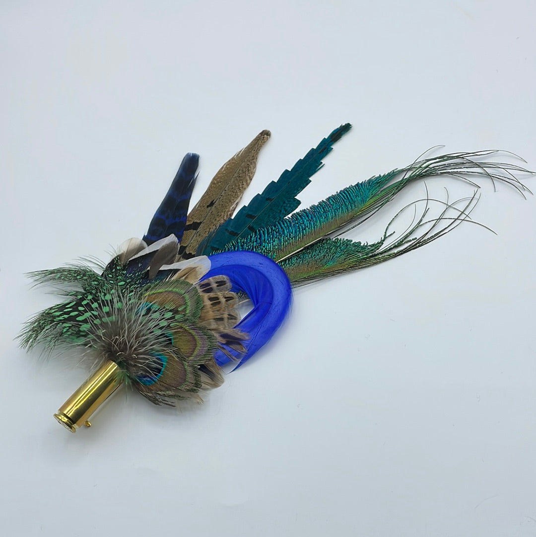 Peacock, Blue & Natural Feather Hat Pin (CFP346) – Country Feathers