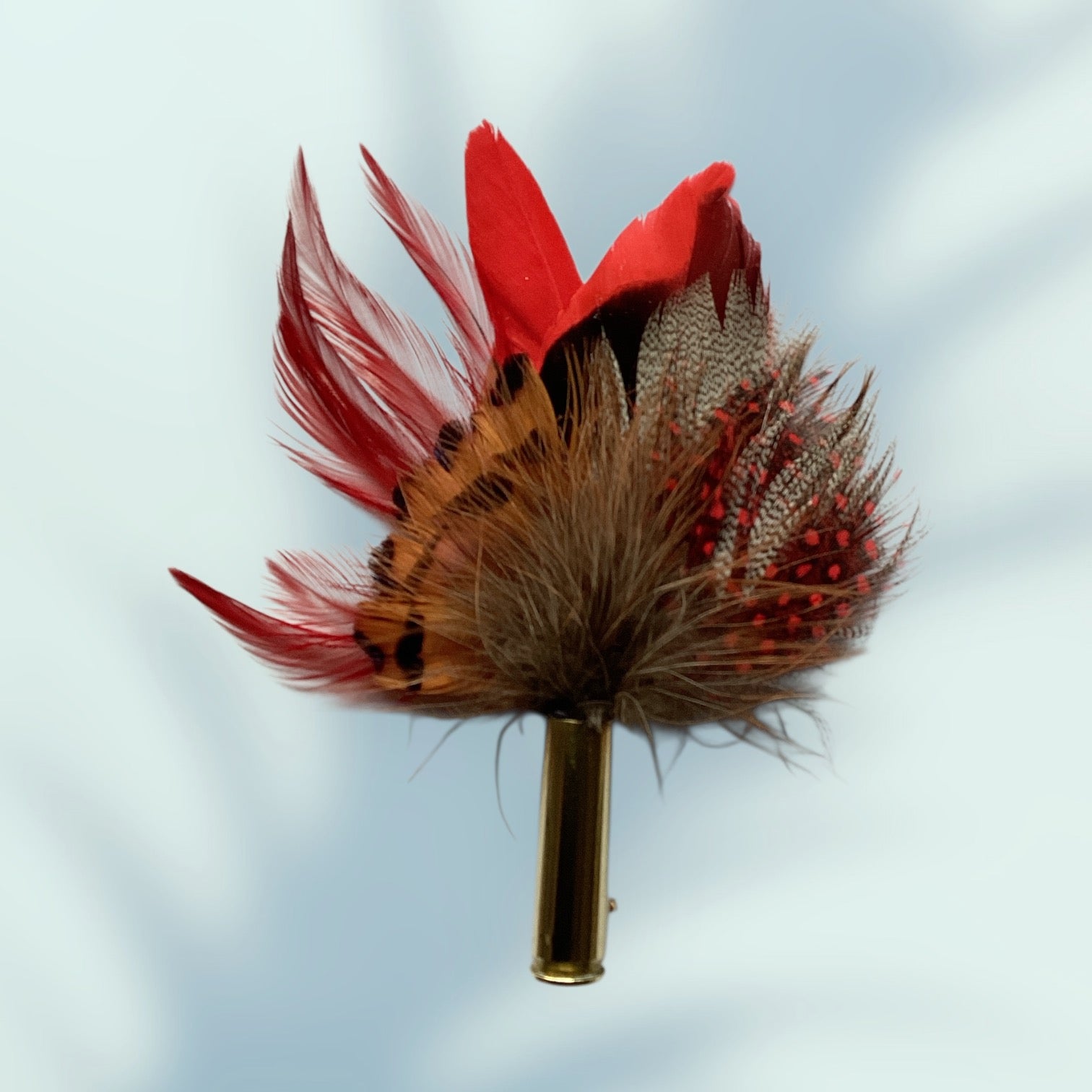 Red & Natural Feather Lapel pin CFLP207 – Country Feathers